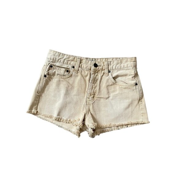 Free People | Shorts | Free People Faded Tan Cotton Denim Frayed Cutoff ...